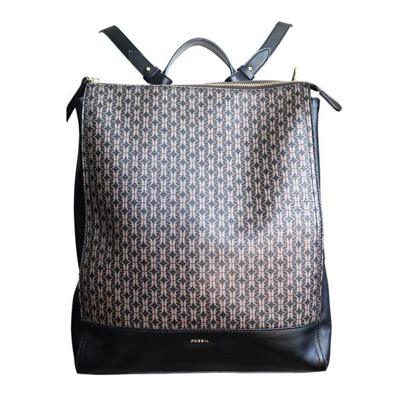 Fossil | Bags | Fossil Elina Convertible Backpack Purse Black Brown ...